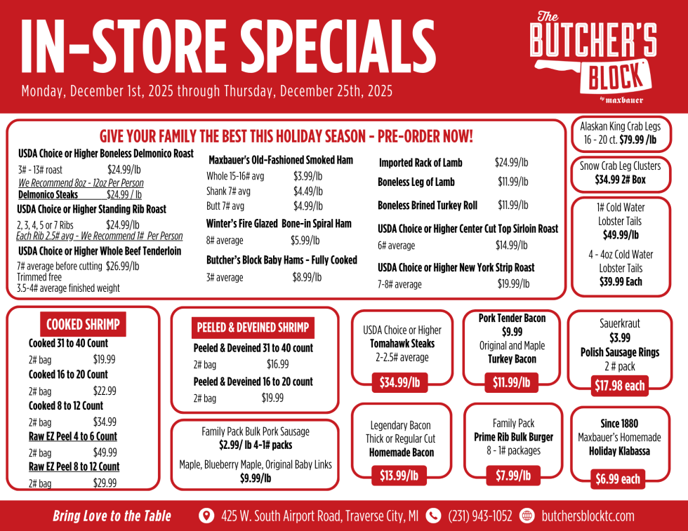 Weekly Specials - The Butcher’s Block by Maxbauer